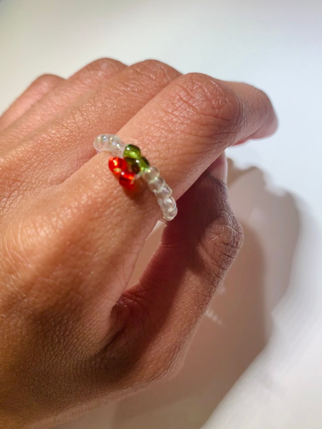 Beaded Cherry Ring - Etsy