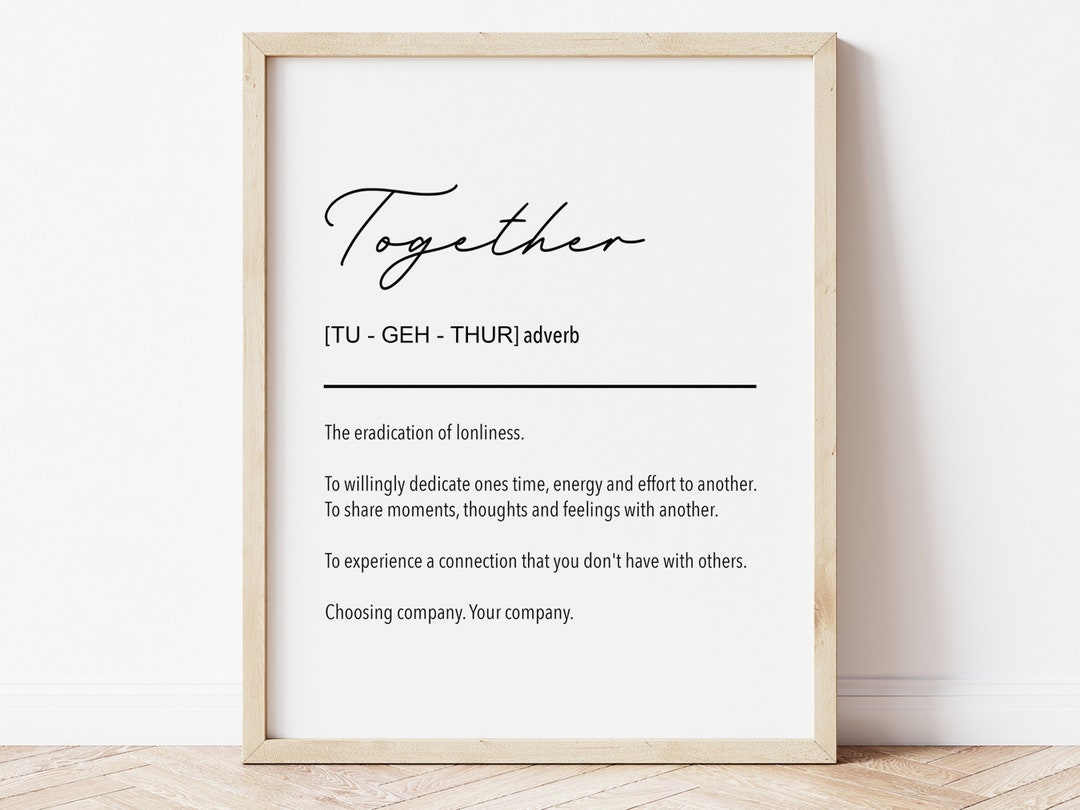 Together Definition Print Girlfriend Boyfriend Wife Husband Valentines ...
