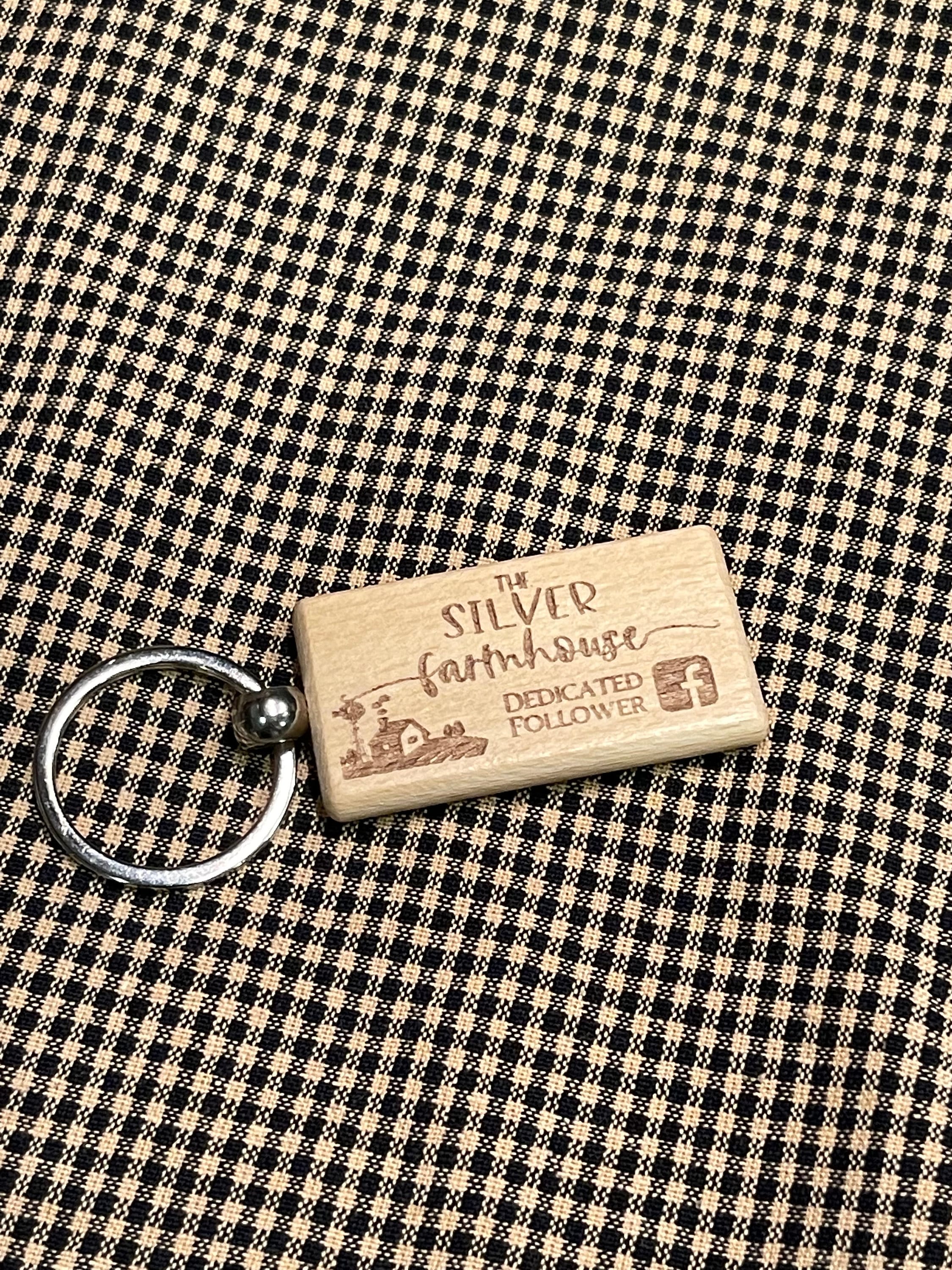 The Silver Farmhouse Wooden Keychain - Etsy