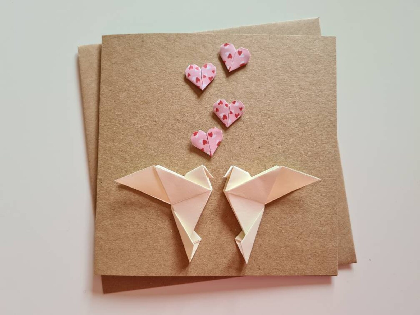 Lovebirds Wedding Card Origami Love Doves and Hearts Wedding - Etsy