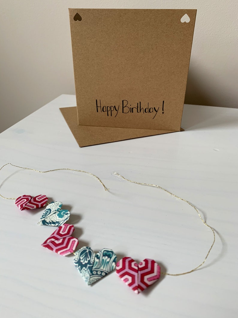 Happy Birthday Origami Hearts Blank Card Bunting Love - Etsy