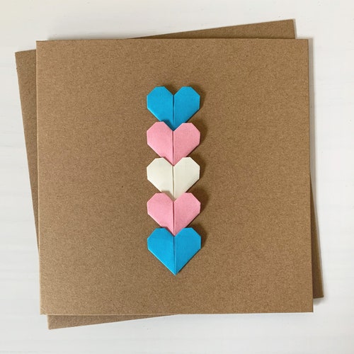 Rainbow Origami Card Origami Hearts Wedding Anniversary - Etsy