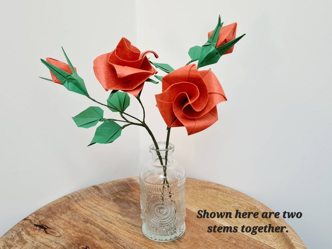 Everlasting Red Origami Rose, Valentine's Gift, Handcrafted Paper Rose ...