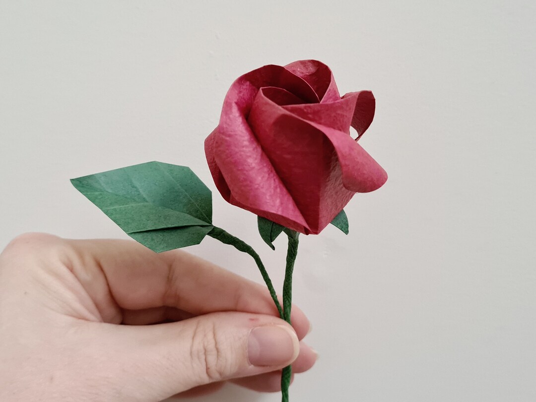 Single Red Origami Rose, Valentine's Gift for Her, I Love You, Red ...