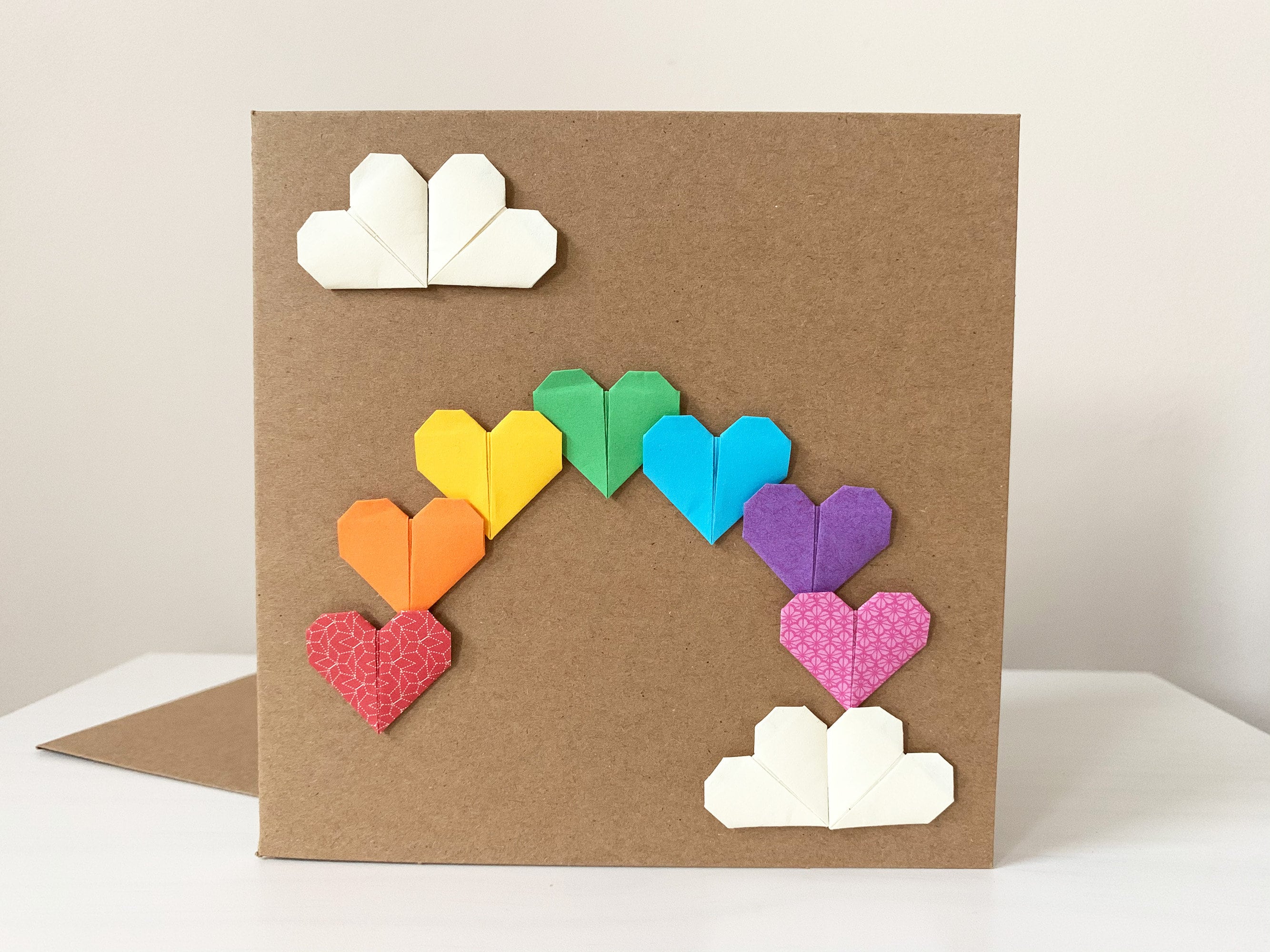 Rainbow Origami Card Origami Hearts Wedding Anniversary - Etsy