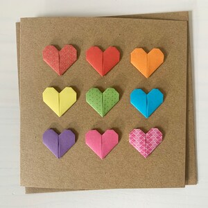 Rainbow Hearts Blank Origami Card, Birthday, Wedding, Mother's Day ...