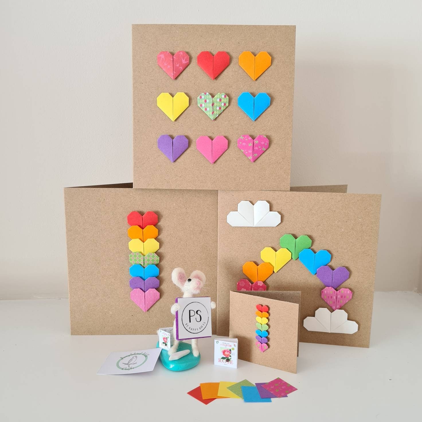 Rainbow Origami Card Origami Hearts Wedding Anniversary - Etsy