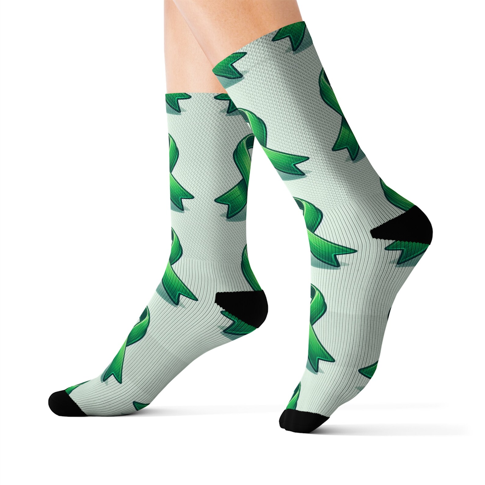 Customizable Green Ribbon Awareness, Sublimation Socks Kidney Disease ...