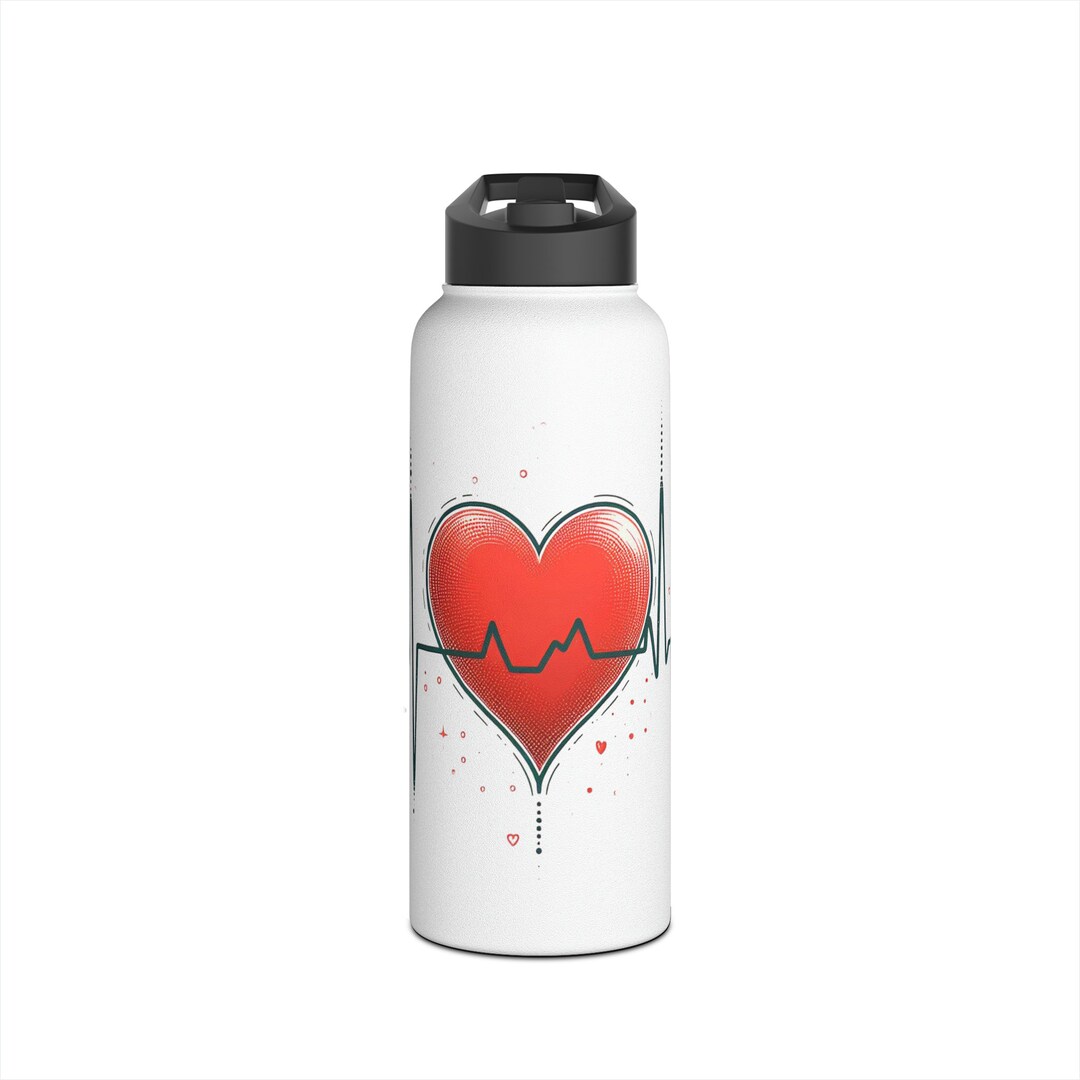 Customizable Heartbeat Water Bottle, Stainless Steel Water Bottle ...