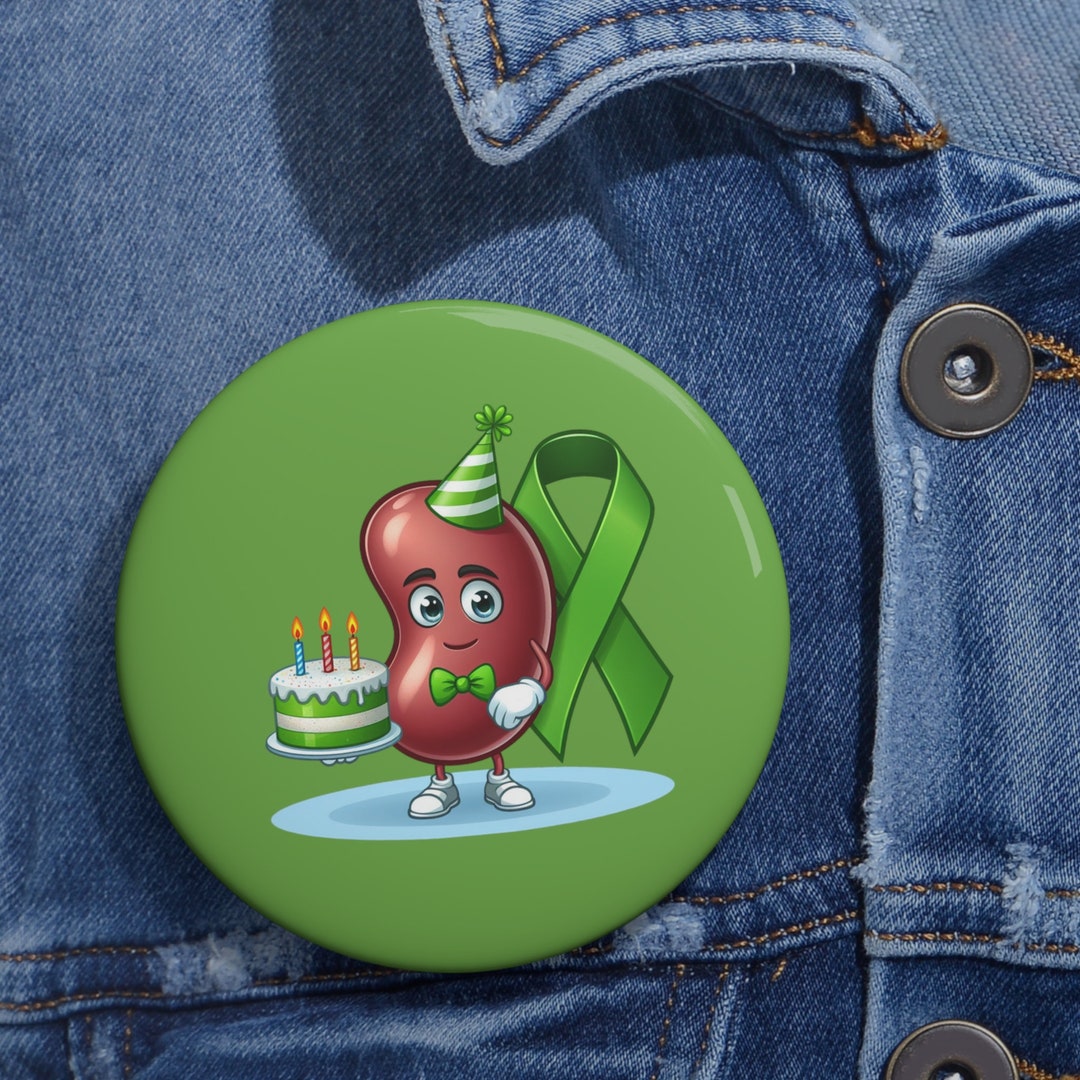 Kidneyversary Custom Pin Buttons, Green Ribbon, Kidney Awareness, Organ ...