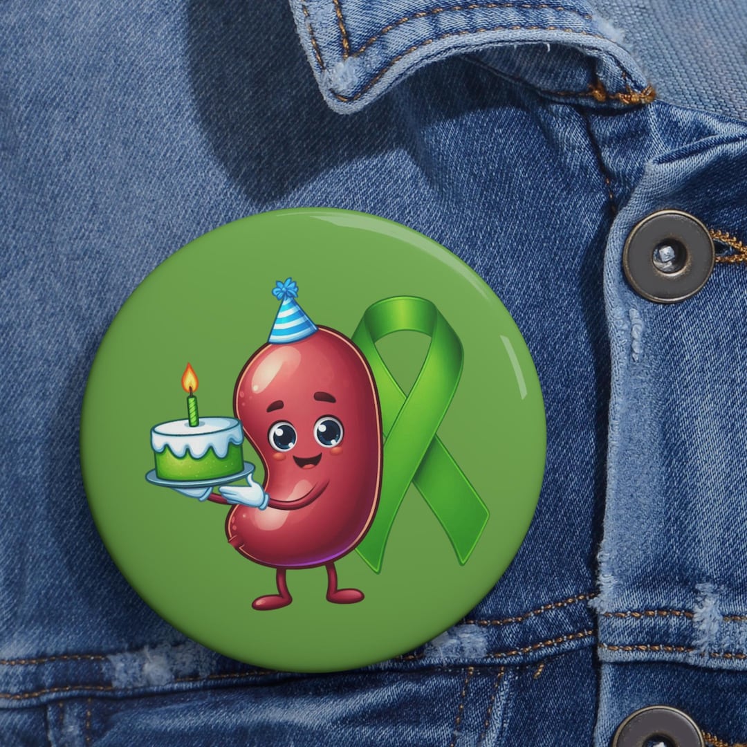 Kidneyversary Green Ribbon Pin Button, Organ Donation Awareness ...