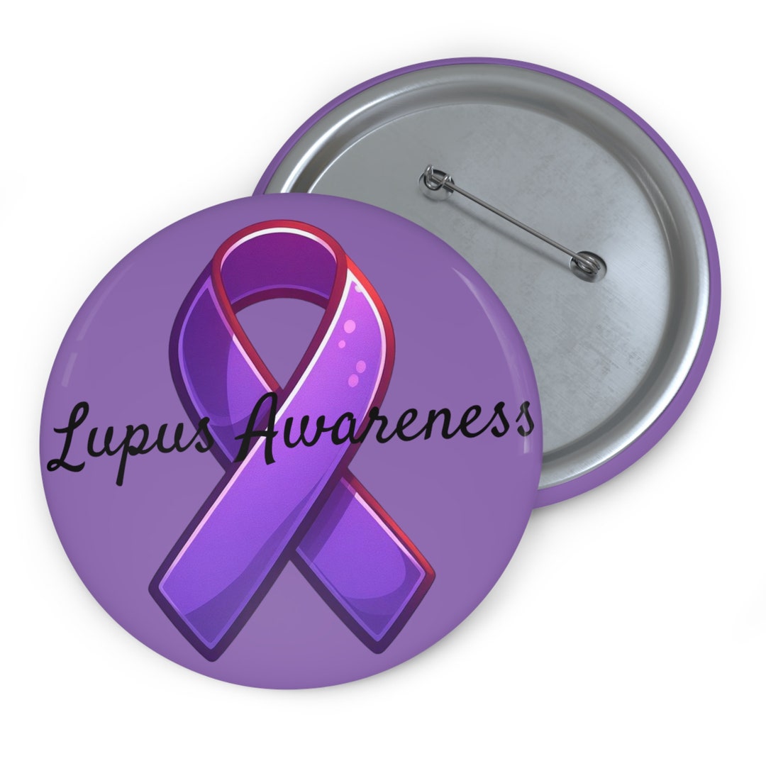 Custom Awareness Purple Ribbon Pin Buttons, Lupus Warrior, Domestic ...