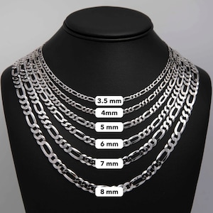 925 Sterling Silver Figaro Chain for Women and Men All Sizes Silver ...