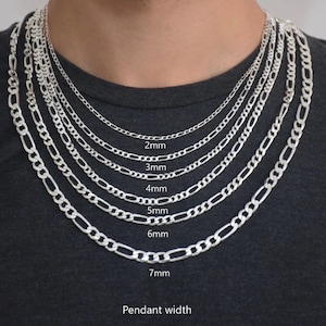 925 Sterling Silver Figaro Chain for Women and Men All Sizes Silver ...