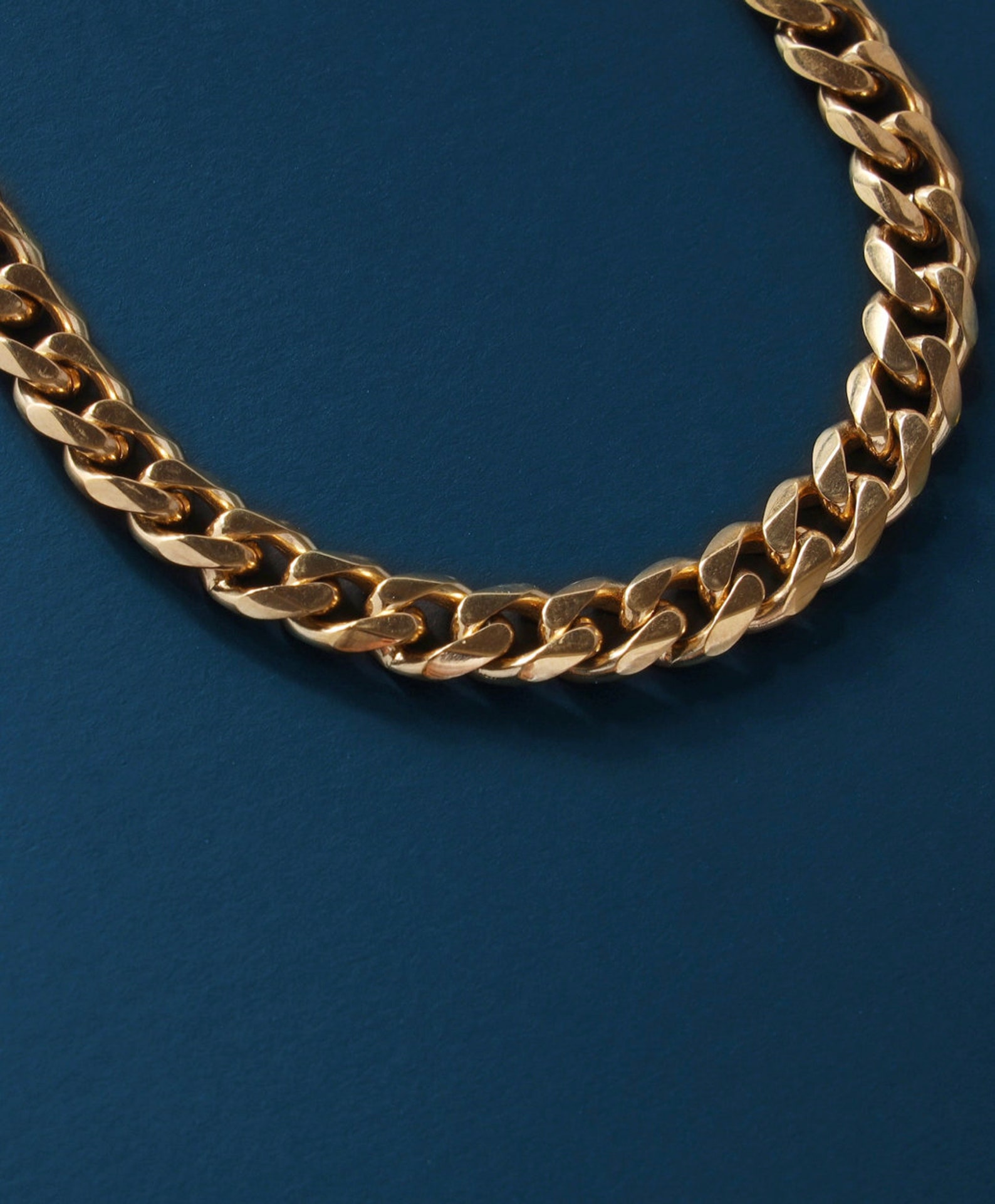 Men's Shiny 7mm Cuban Chain 14k Gold Platedcurb Cuban - Etsy