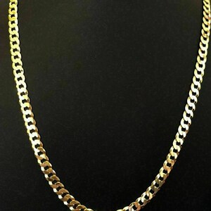 Men's Shiny 7mm Cuban Chain 14k Gold Platedcurb Cuban - Etsy