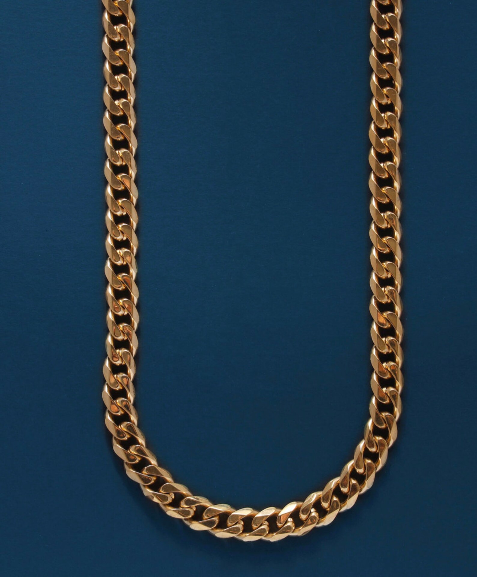 Men's Shiny 7mm Cuban Chain 14k Gold Platedcurb Cuban - Etsy