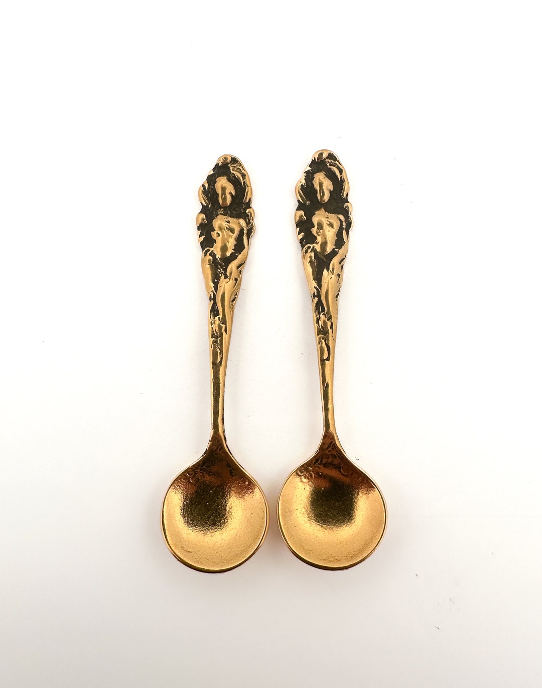 18k Gold Plated Sterling Silver Mini Spoon Flatware Desse/sugar-salt ...