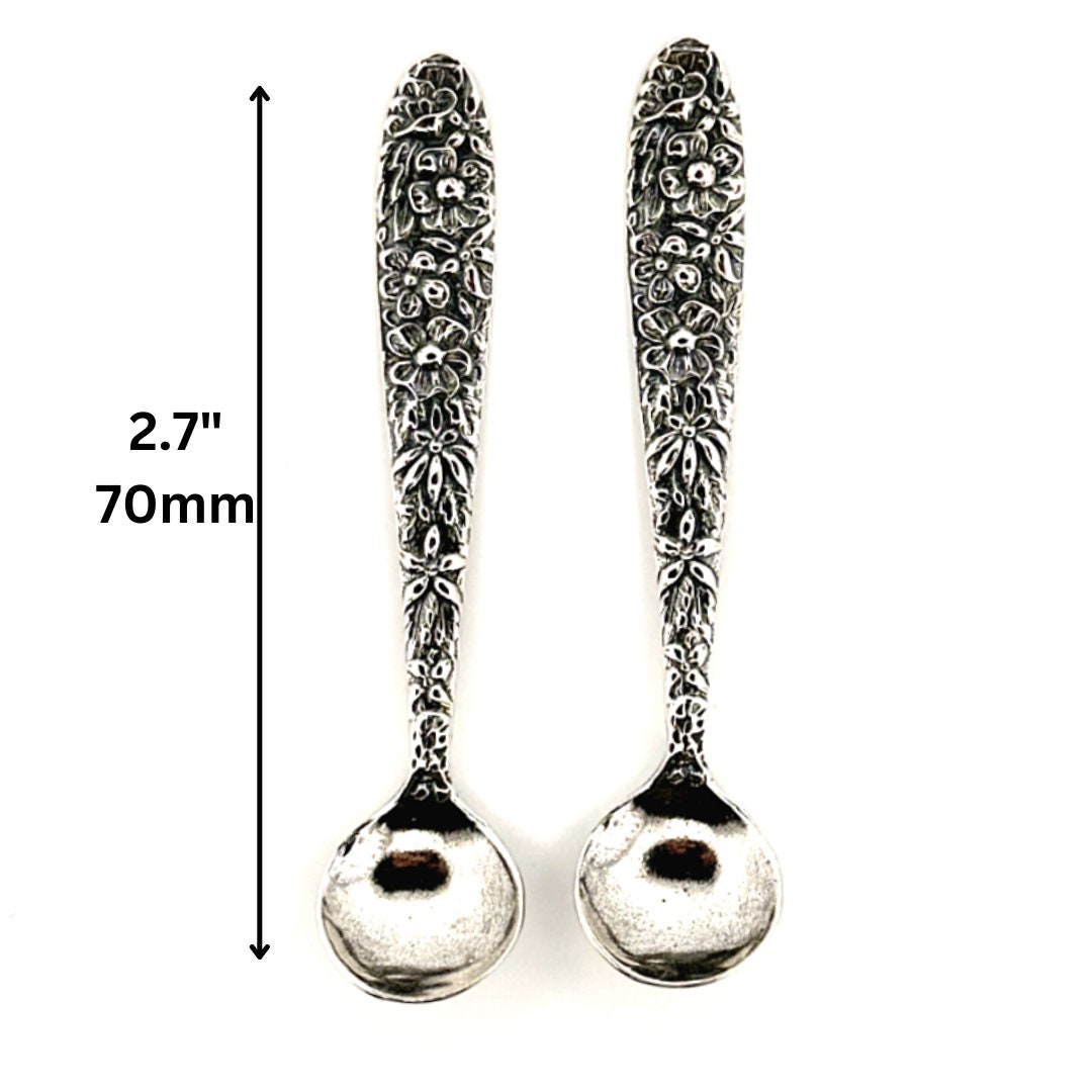 Set of 2 Solid Sterling Silver Tiny Spoon Sugar & Salt Spoon/ Silver ...