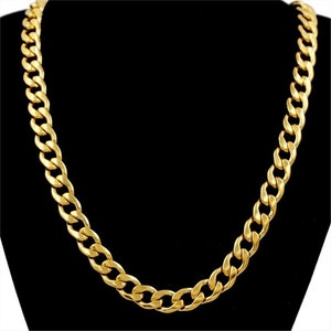 Men's Shiny 7mm Cuban Chain 14k Gold Platedcurb Cuban - Etsy