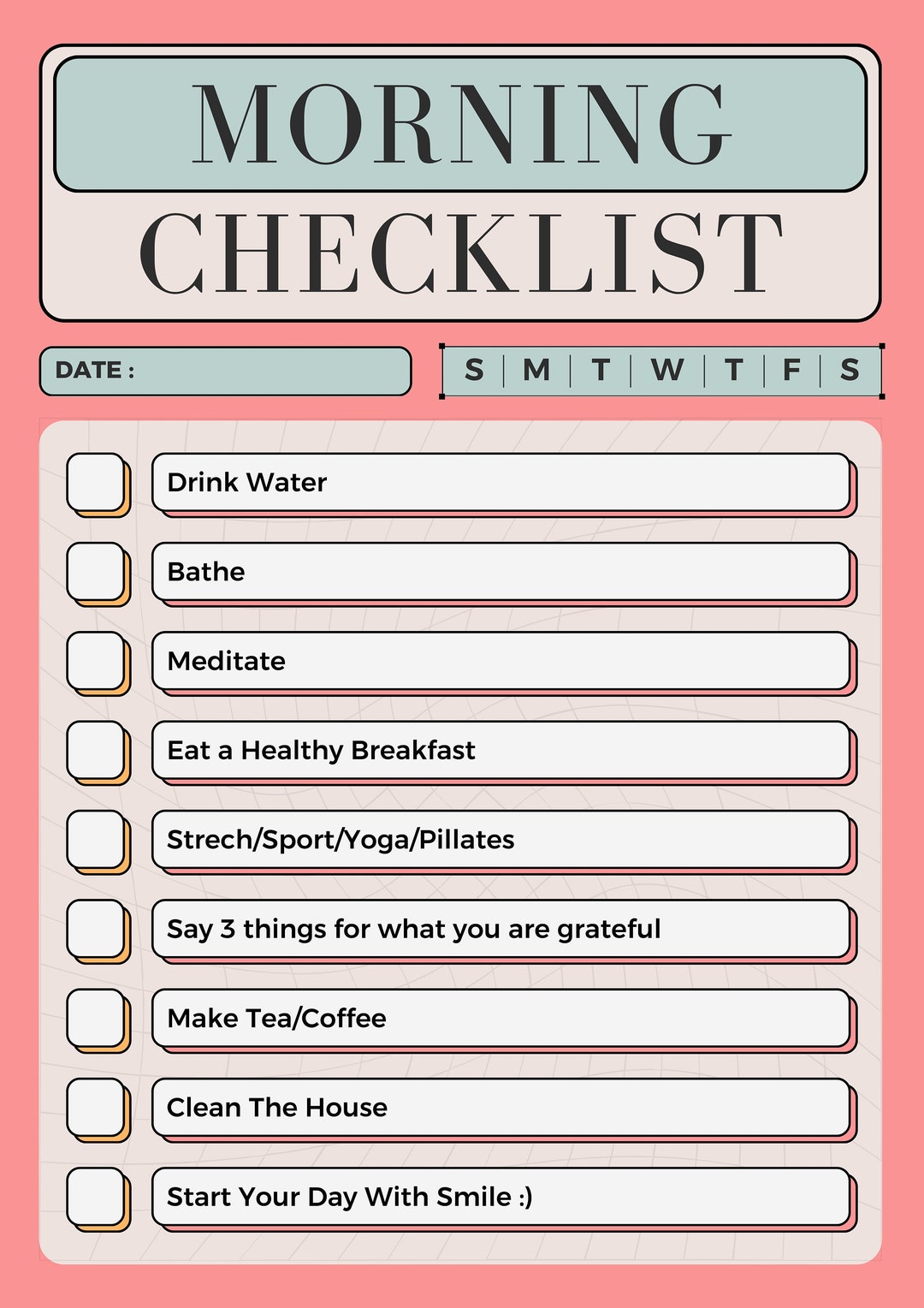 Morning Digital Planner, Ready to Print, Digital Planner, Morning ...