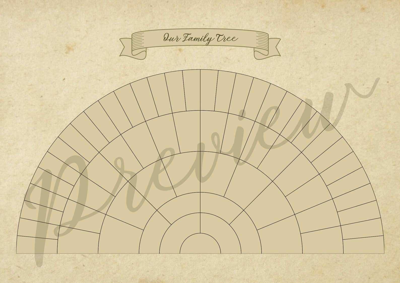 6 Generations Custom Family Tree Fan Chart INSTANT DOWNLOAD Template ...