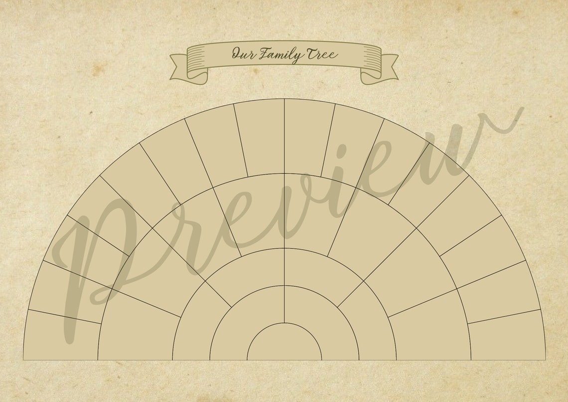 5 Generations Custom Family Tree Fan Chart INSTANT DOWNLOAD | Etsy