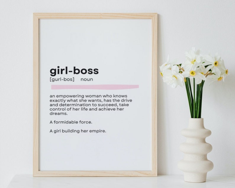 Girl Boss Definition Printable Wall Art Boss Babe Office Wall | Etsy