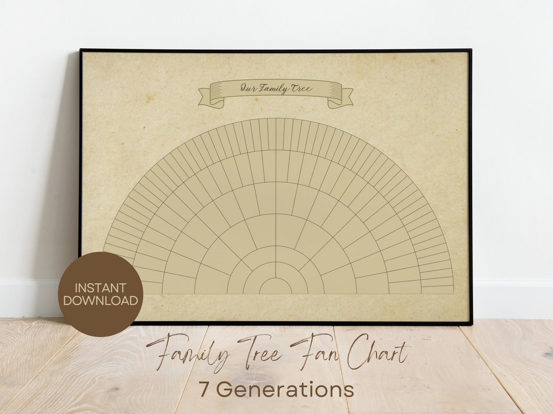 7 Generations Custom Family Tree Fan Chart INSTANT DOWNLOAD Template ...