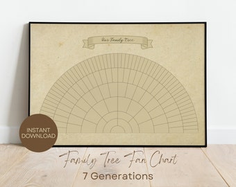 6 Generations Custom Family Tree Fan Chart INSTANT DOWNLOAD Template ...
