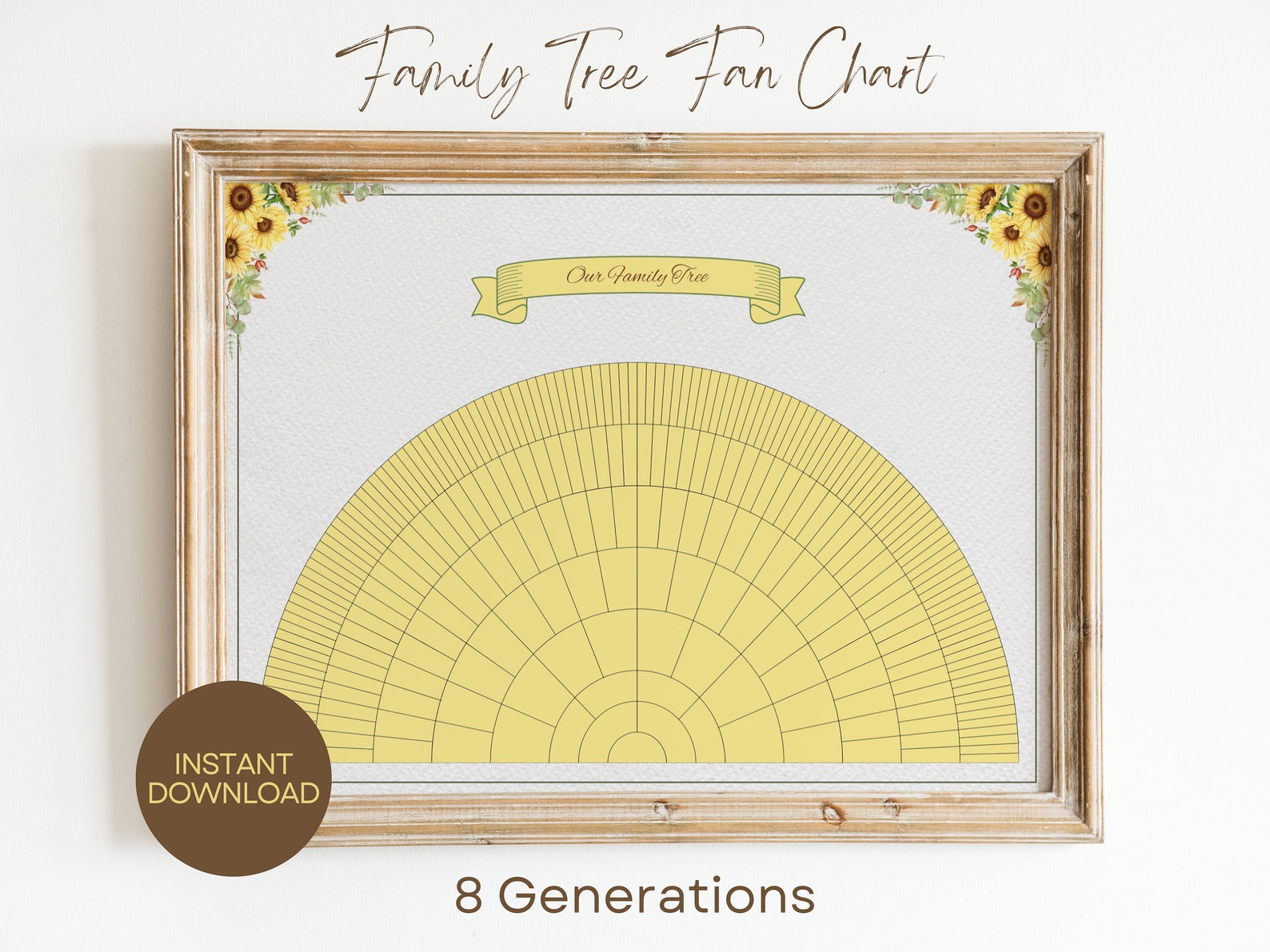 8 Generations Custom Family Tree Pedigree Chart INSTANT DOWNLOAD ...