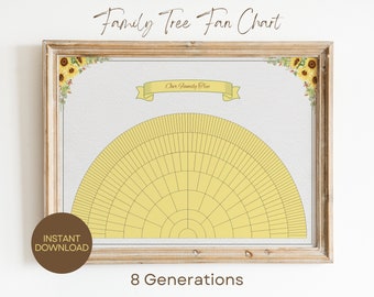 6 Generations Custom Family Tree Fan Chart INSTANT DOWNLOAD Template ...