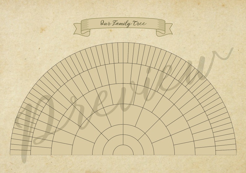 7 Generations Custom Family Tree Fan Chart INSTANT DOWNLOAD - Etsy