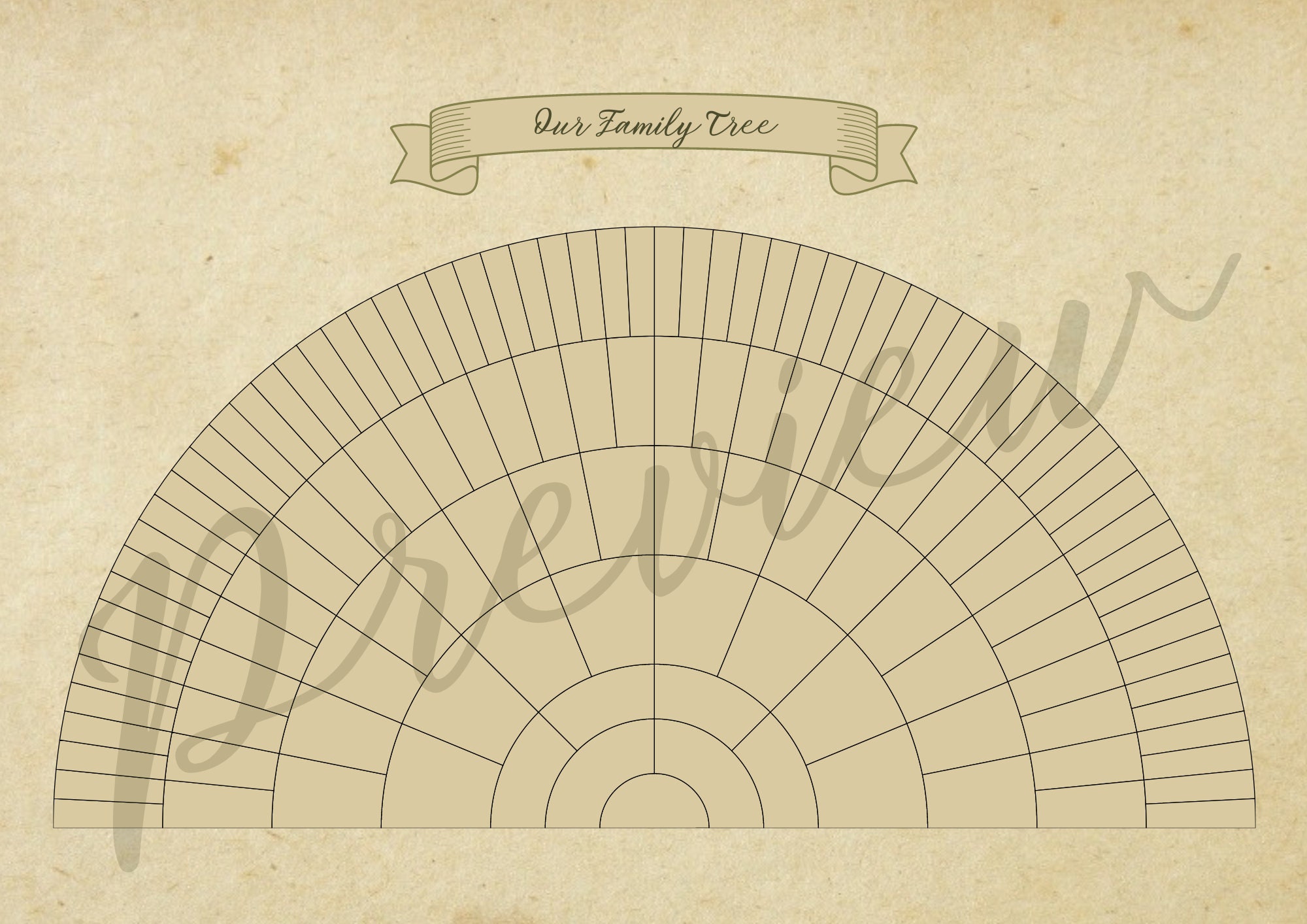 7 Generations Custom Family Tree Fan Chart INSTANT DOWNLOAD - Etsy