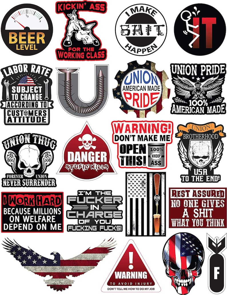 WATERPROOF Vinyl HARDHAT STICKERS Die Cut Funny Construction Uv ...