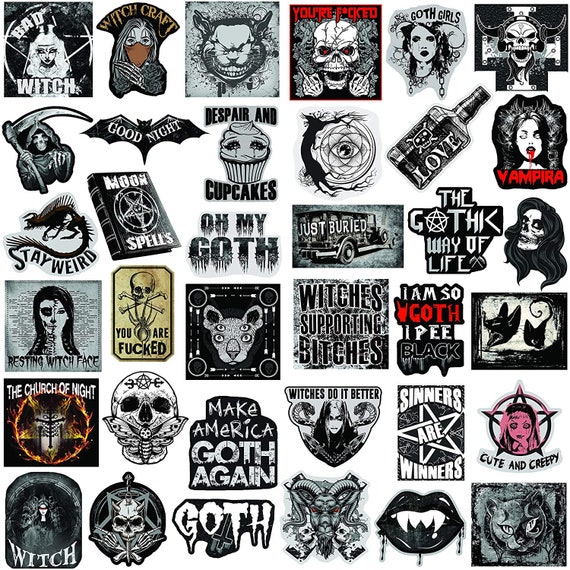 Goth Stickers Witch Stickers for Goth Decorations Black | Etsy