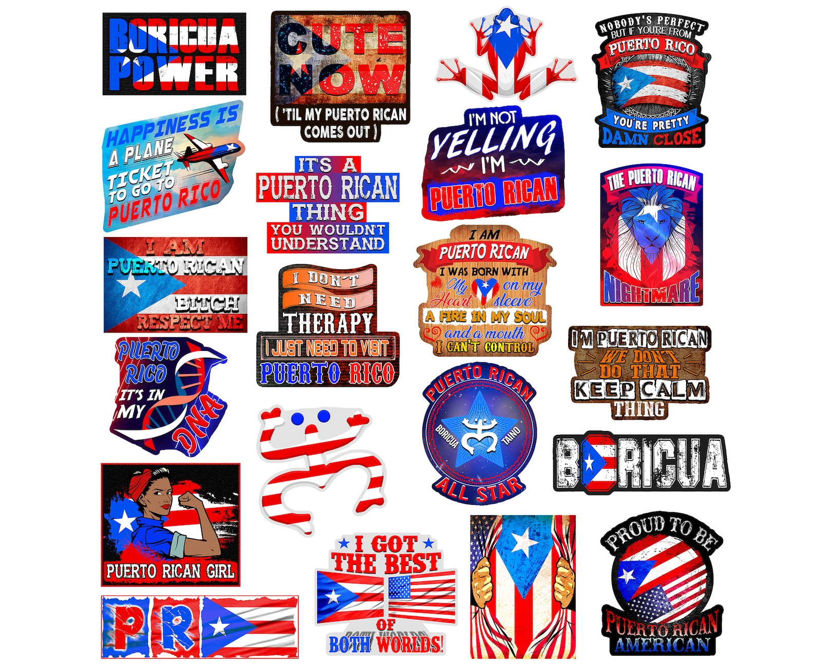 Waterproof PUERTO RICO STICKERS - Adhesive Vinyl Puerto Rico Flag ...