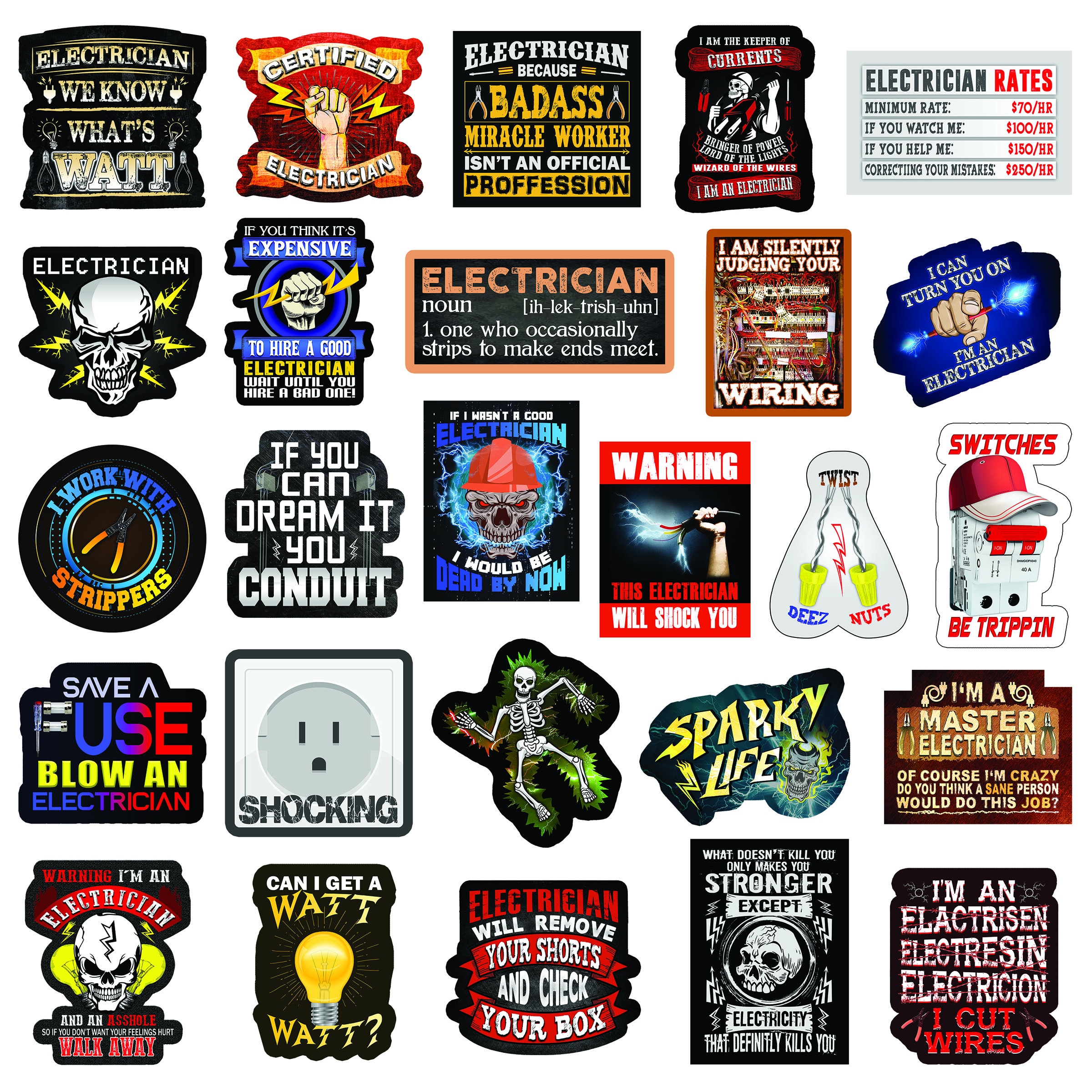 Hard Hat Stickers Electrician