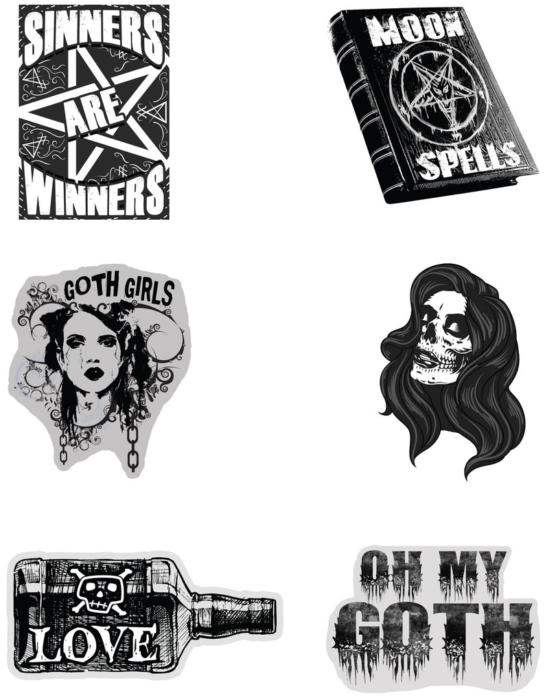 Goth Stickers Witch Stickers for Goth Decorations Black - Etsy