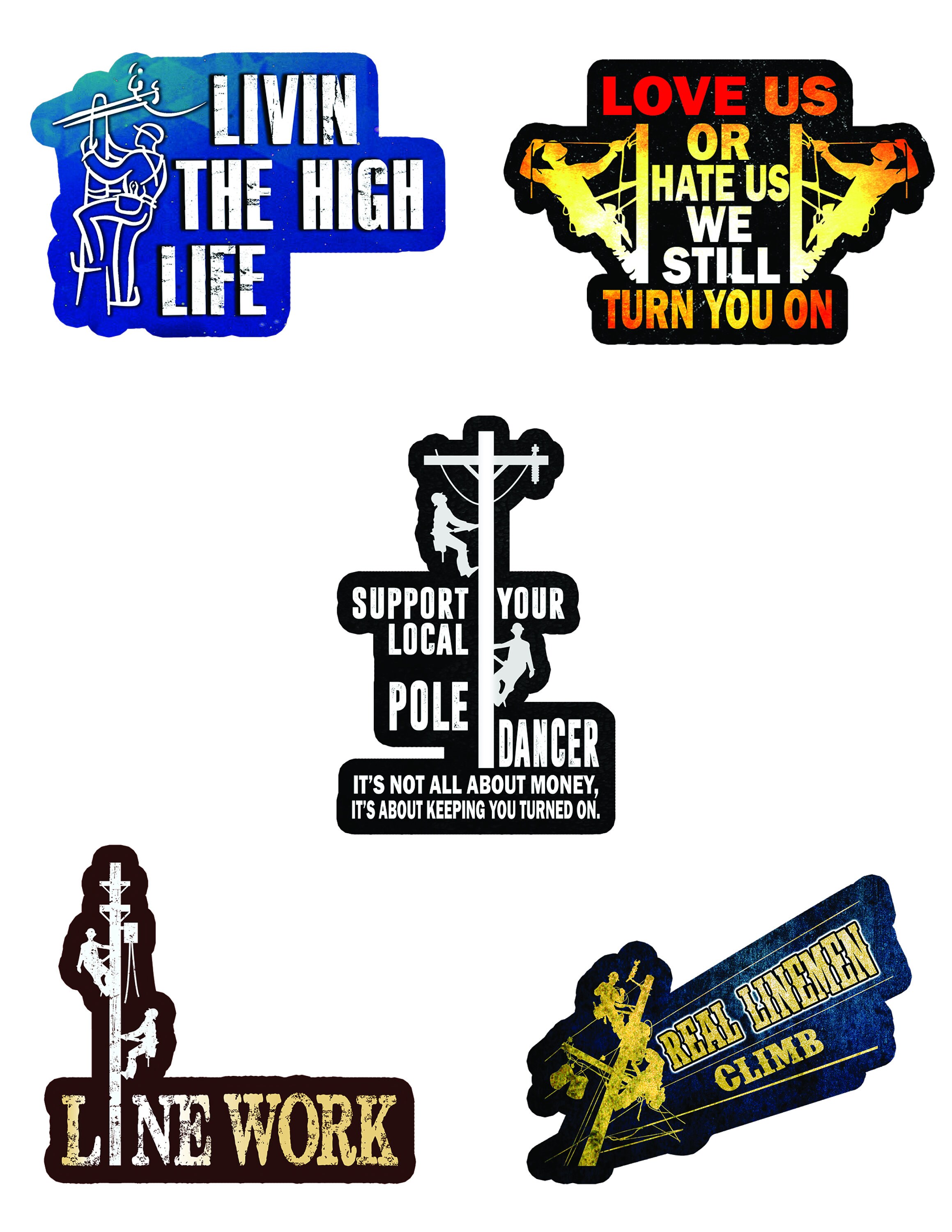 Linemen Stickers – These Lineman Hard Hat Stickers Include Images of ...
