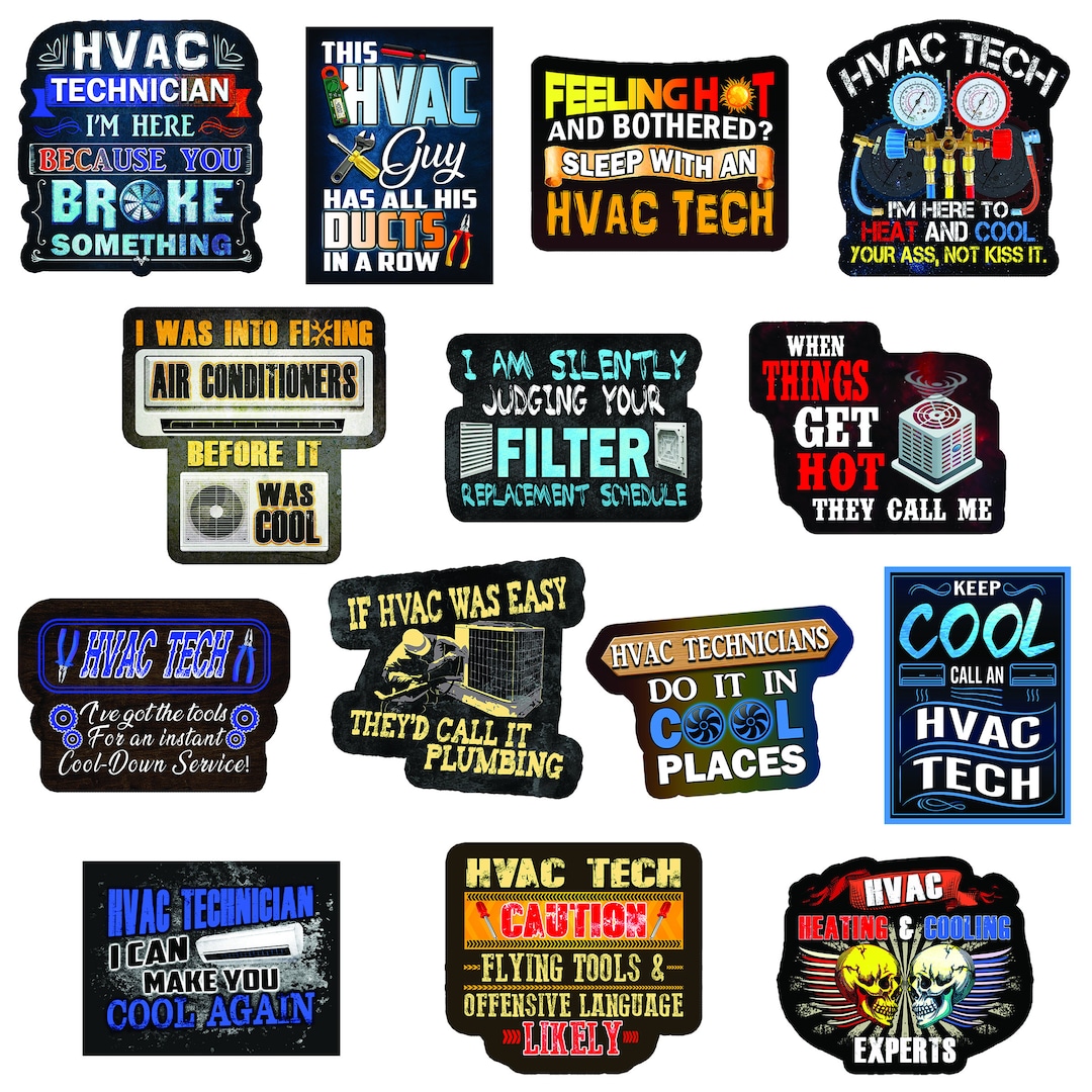 HVAC WATERPROOF Computer Die Cut Hard Hat STICKER – Funny Bumper ...