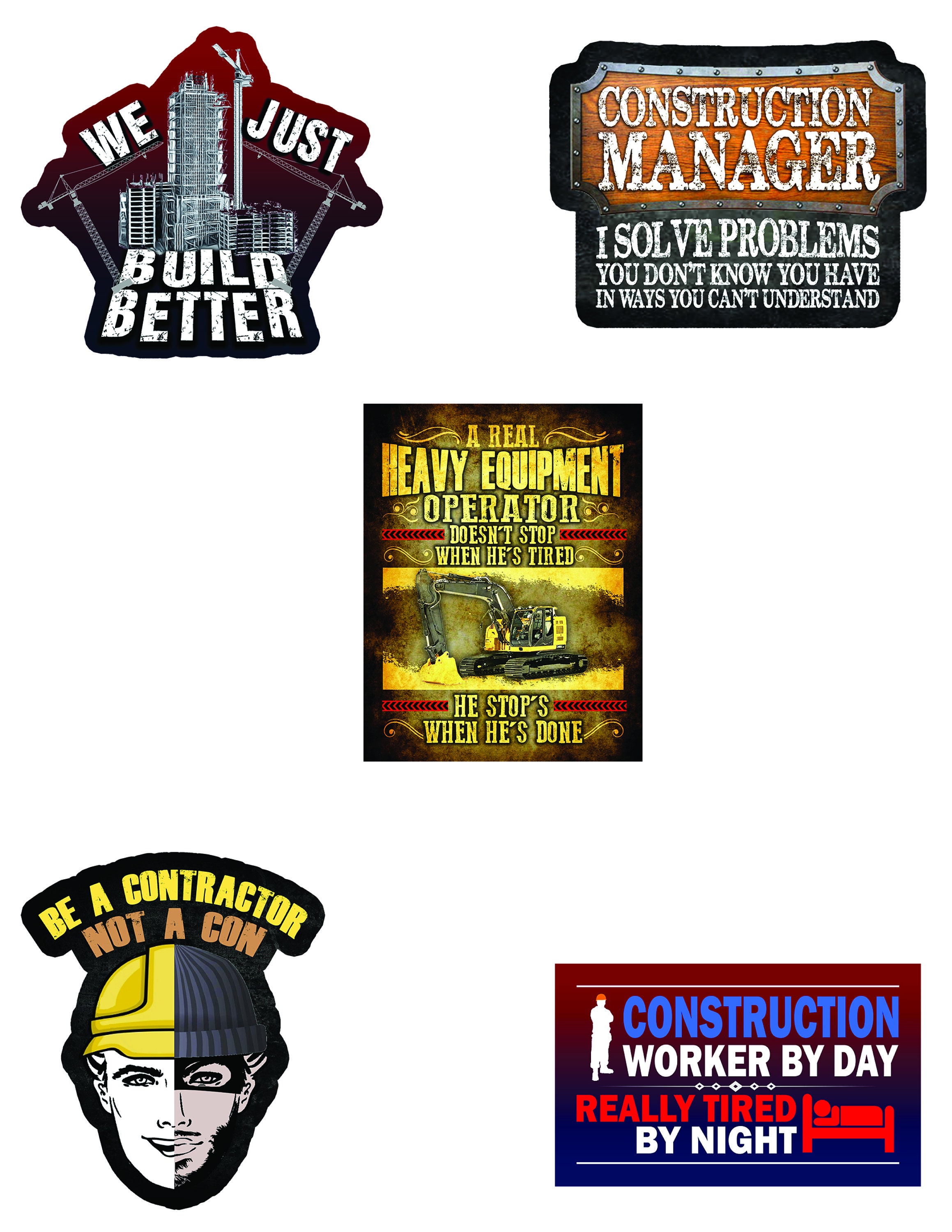 Construction Stickers These Construction Hard Hat Stickers Include ...