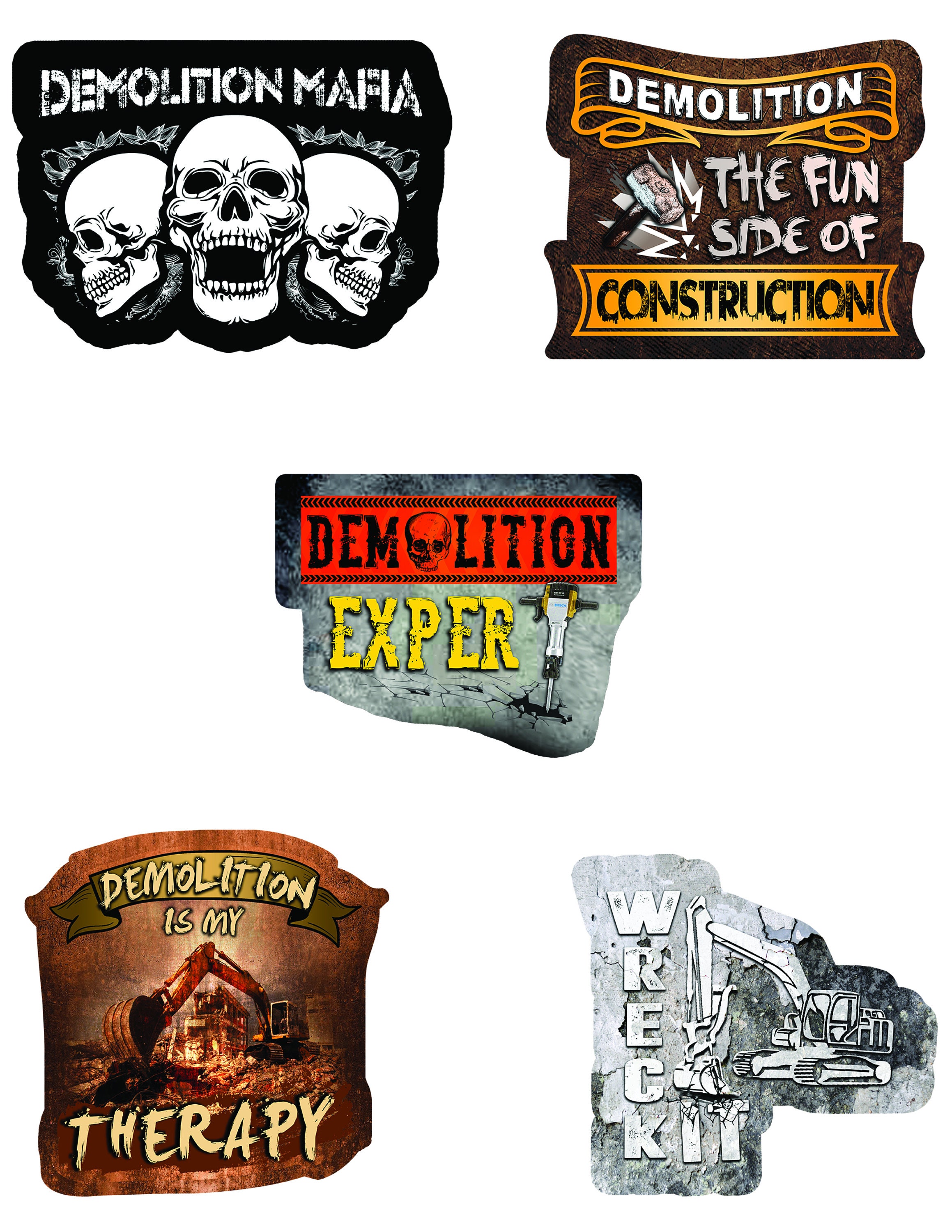 Demolition Stickers These Demo Stickers Include Excavators, Dump Trucks ...