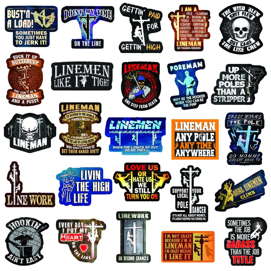 Linemen Stickers – These Lineman Hard Hat Stickers Include Images of ...