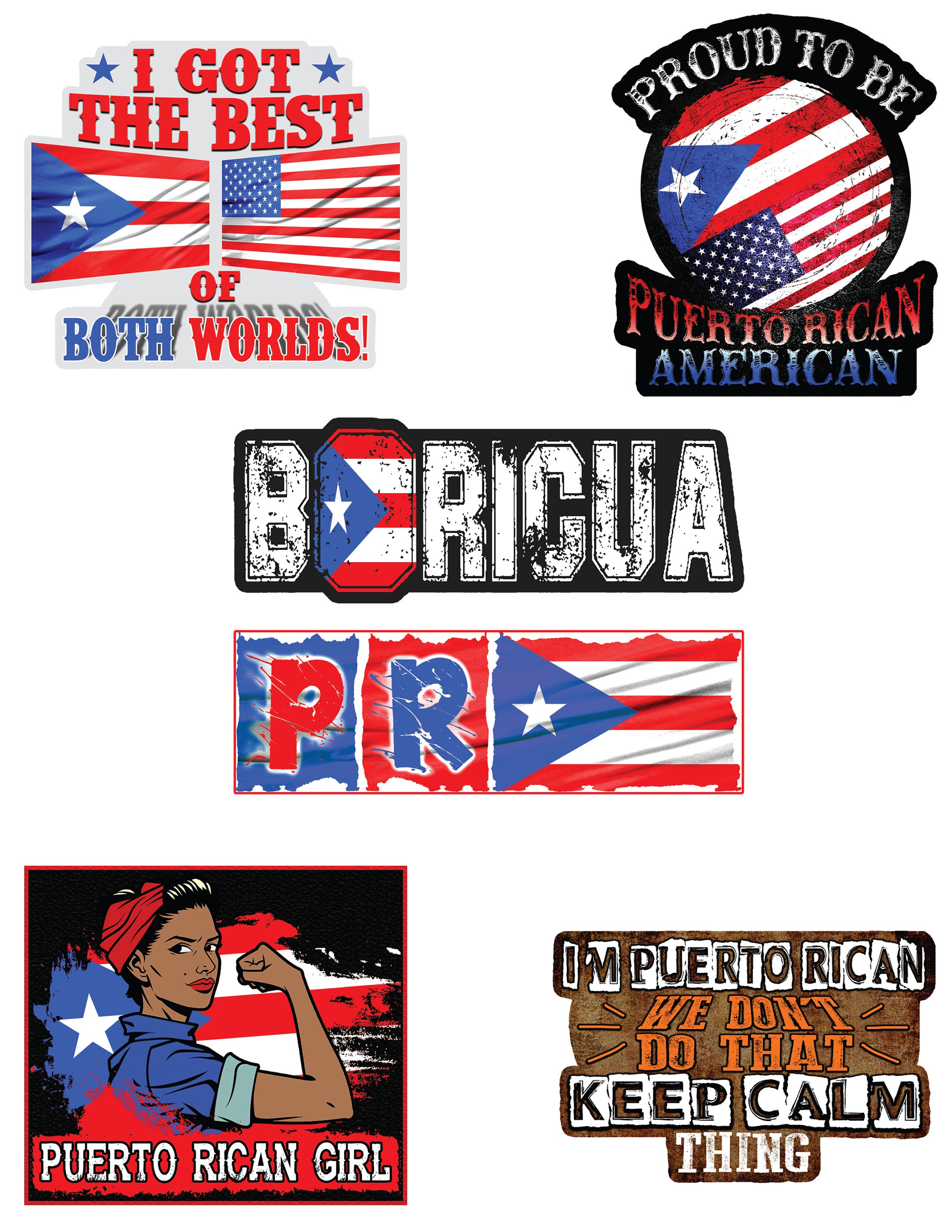 Waterproof PUERTO RICO STICKERS - Adhesive Vinyl Puerto Rico Flag ...