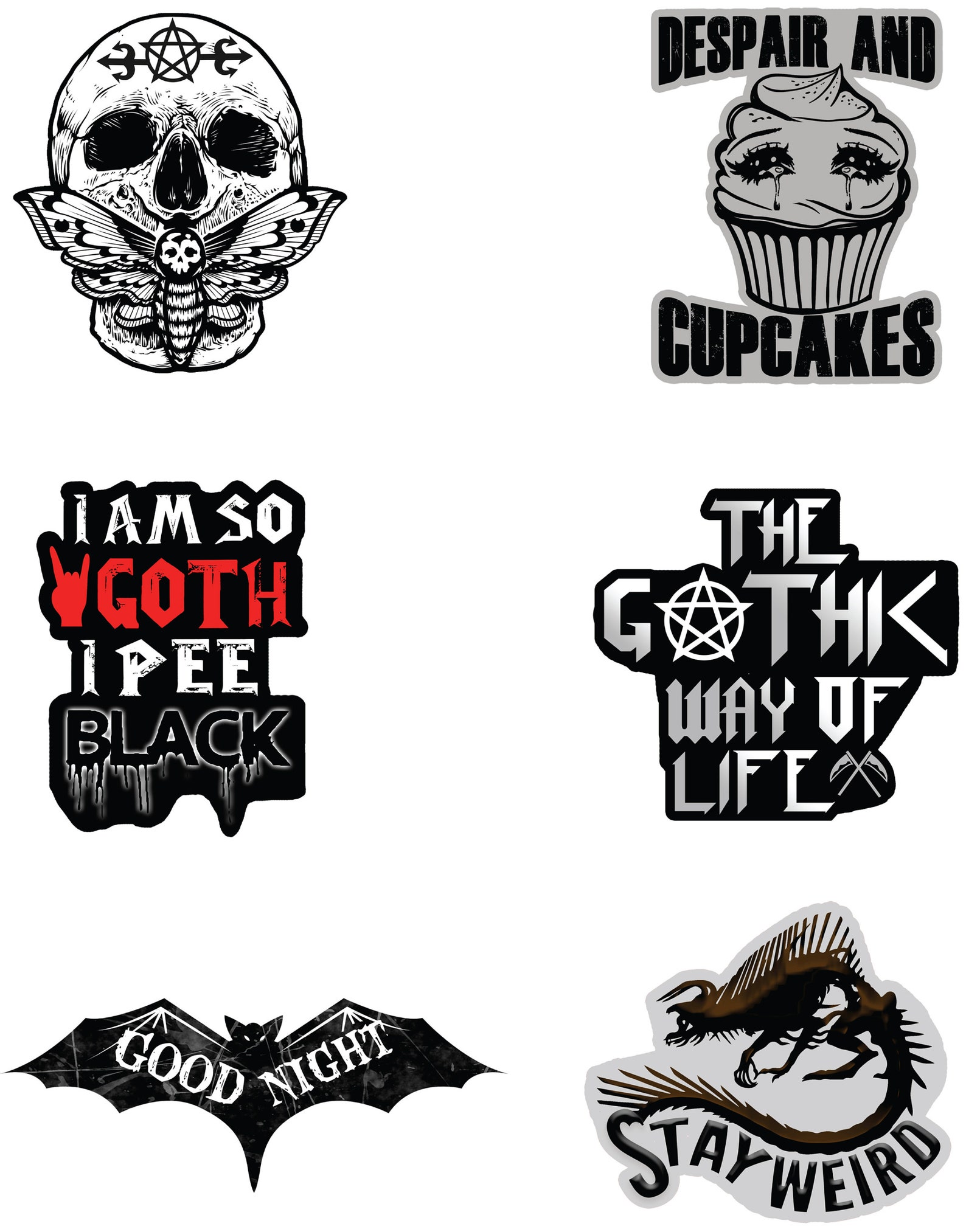 Goth Stickers Witch Stickers for Goth Decorations Black - Etsy