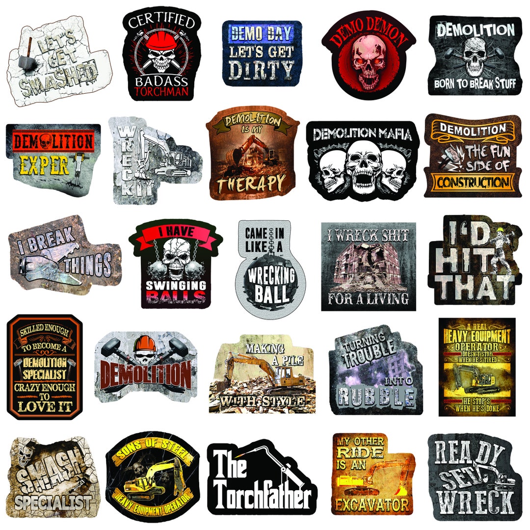 Demolition Stickers These Demo Stickers Include Excavators, Dump Trucks ...