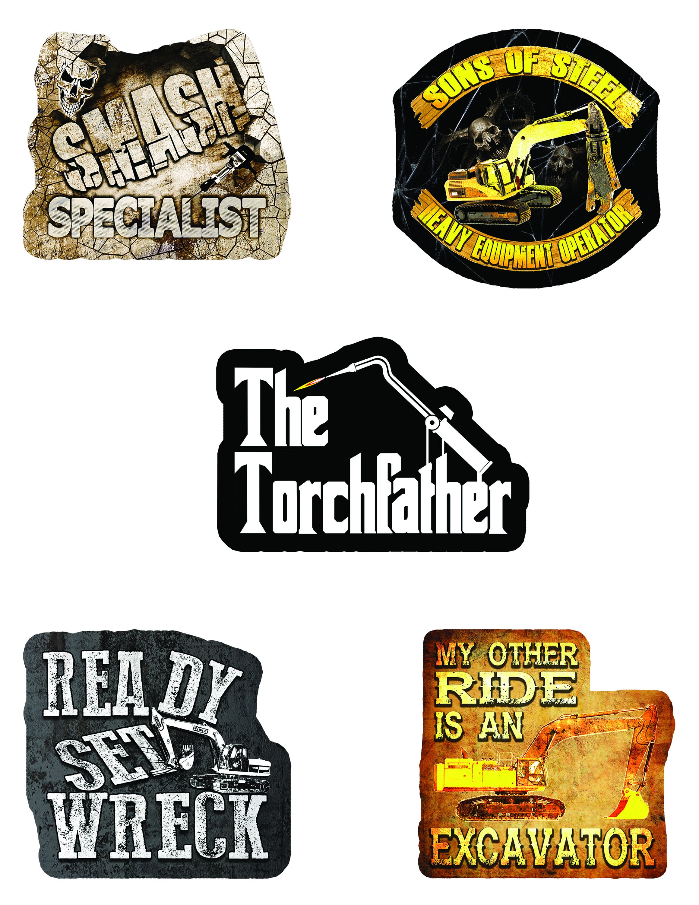 Demolition Stickers These Demo Stickers Include Excavators, Dump Trucks ...