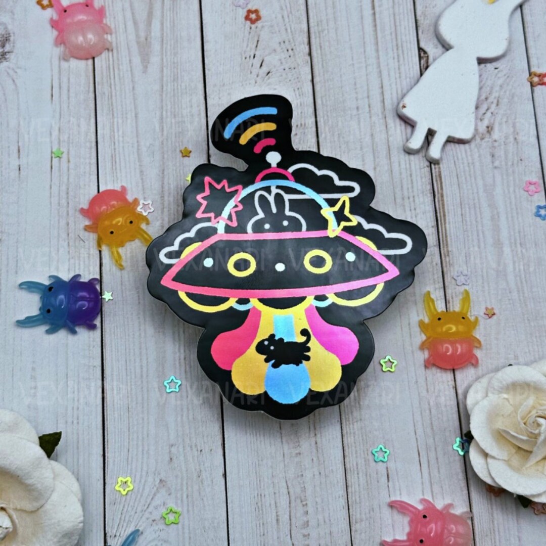 SIGNAL: Alien Bunny Holographic Vinyl Sticker - Etsy