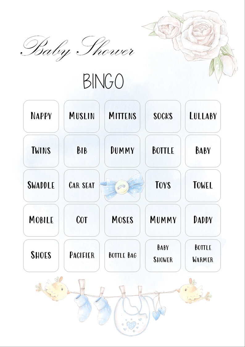 Baby Shower Bingo, Instant Download, Baby Shower Game, It's a Boy, Baby ...